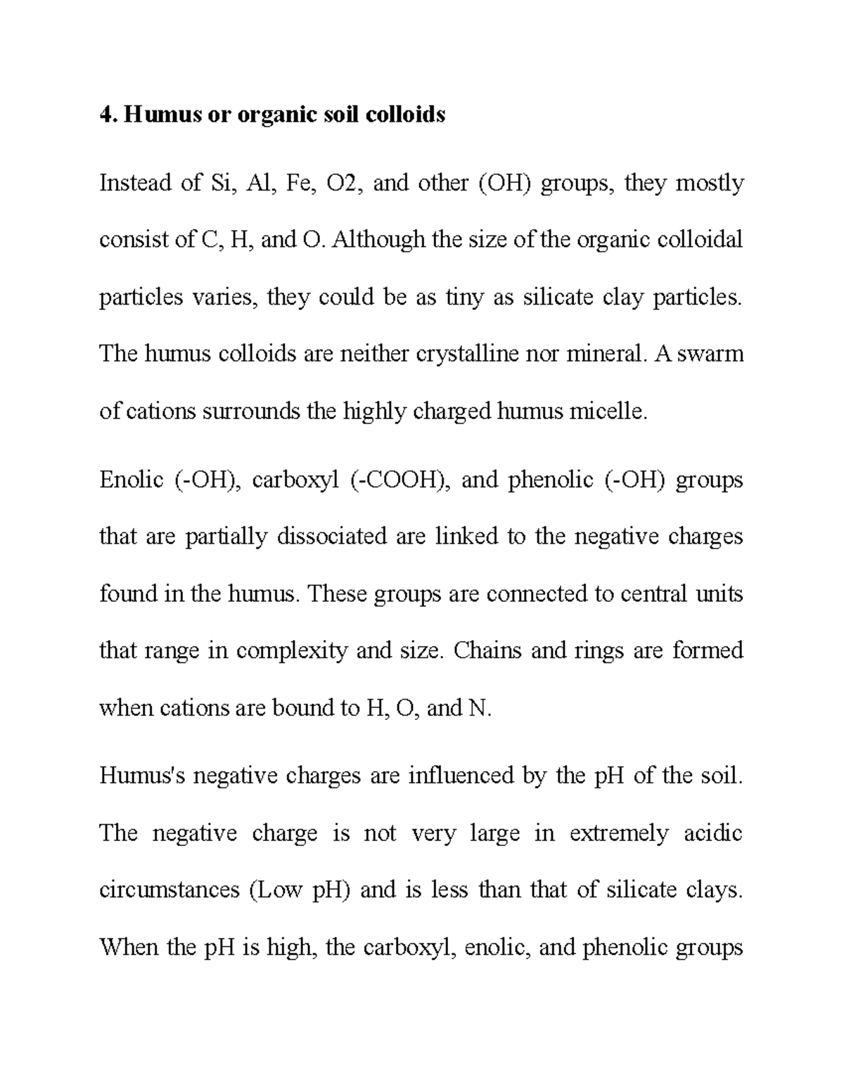 Soil assignments 1 - practice materials - 4. Humus or organic soil ...