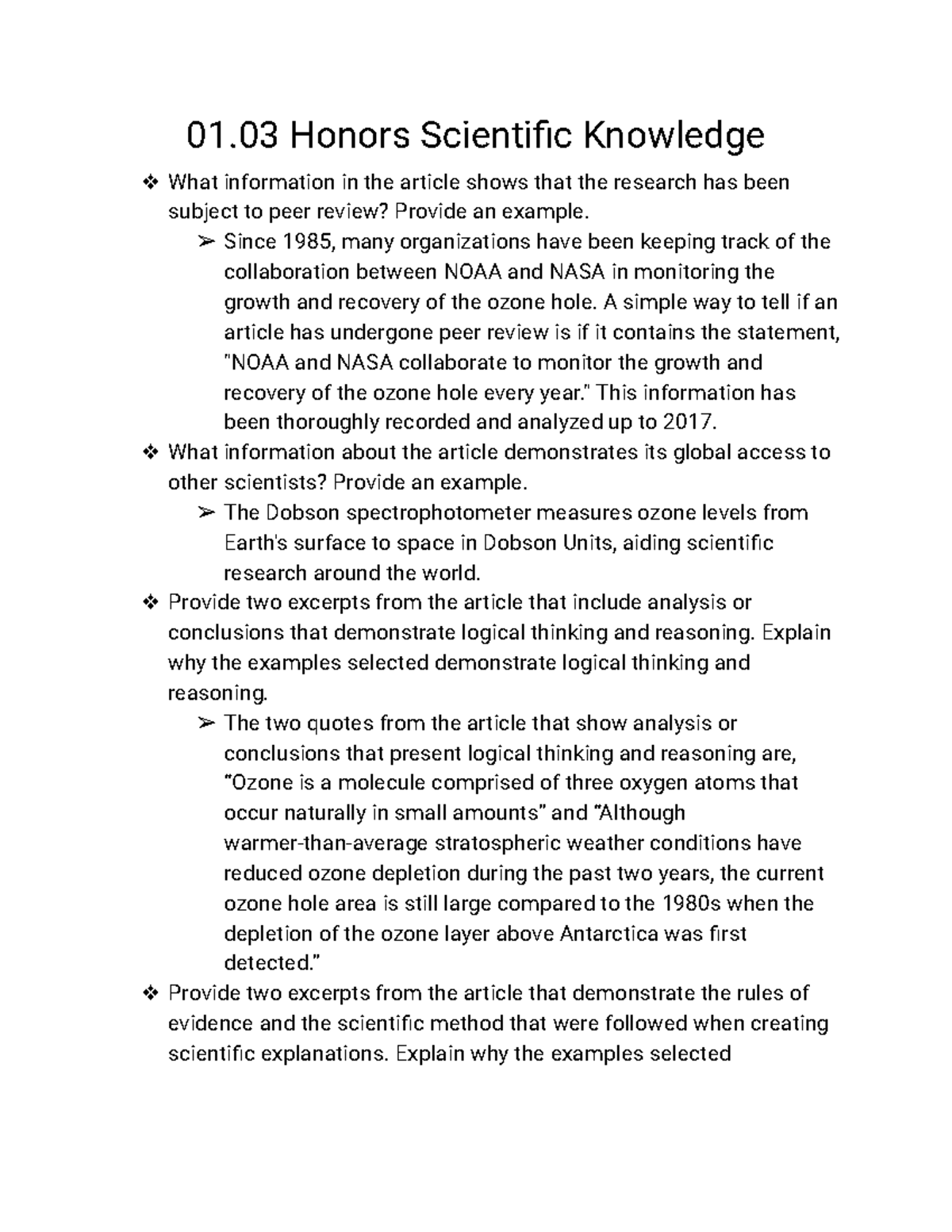 01.03 Honors Scientific Knowledge- Chemistry - 01 Honors Scientific ...