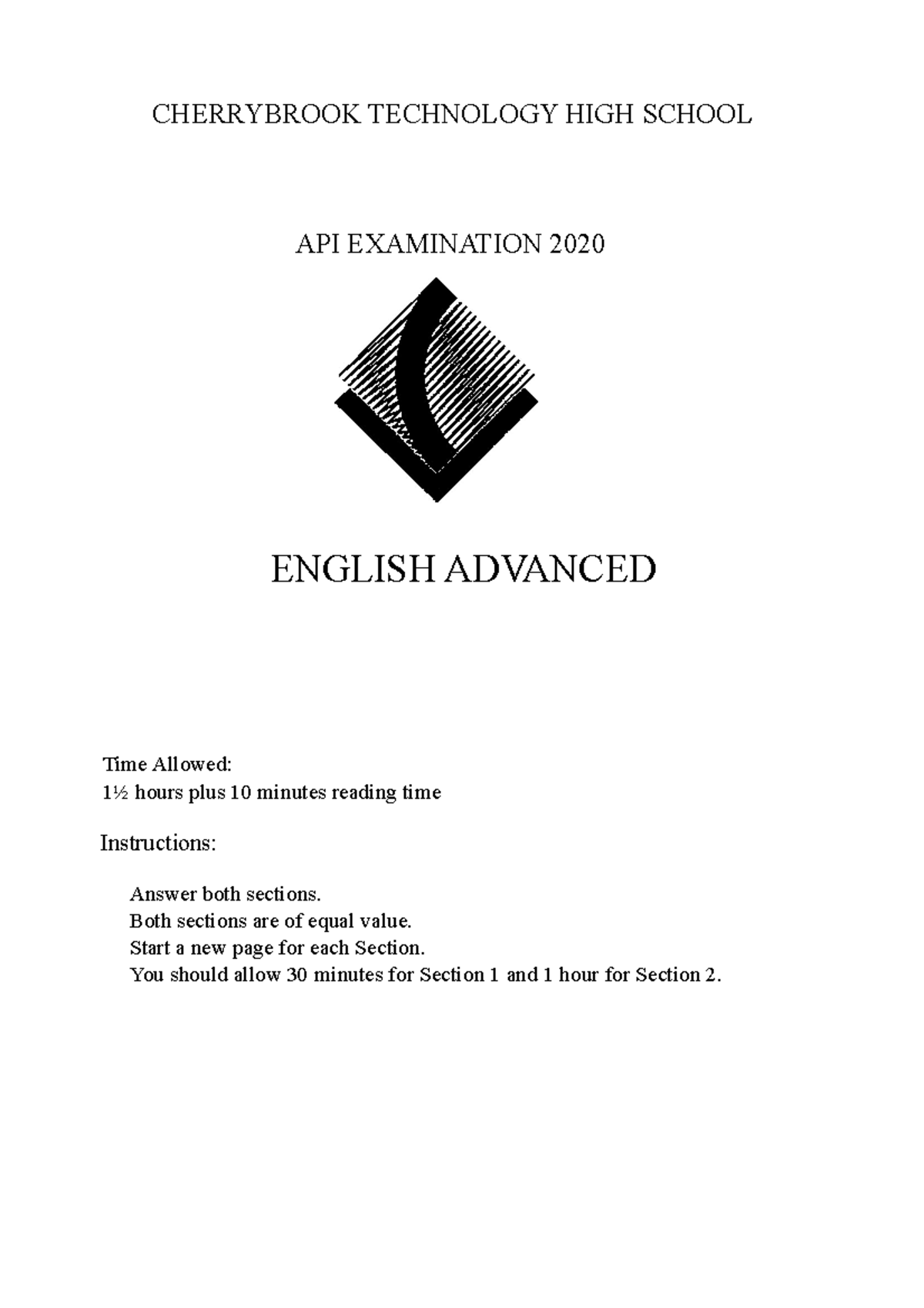 2020 AP1 examination - past paper - CHERRYBROOK TECHNOLOGY HIGH SCHOOL ...
