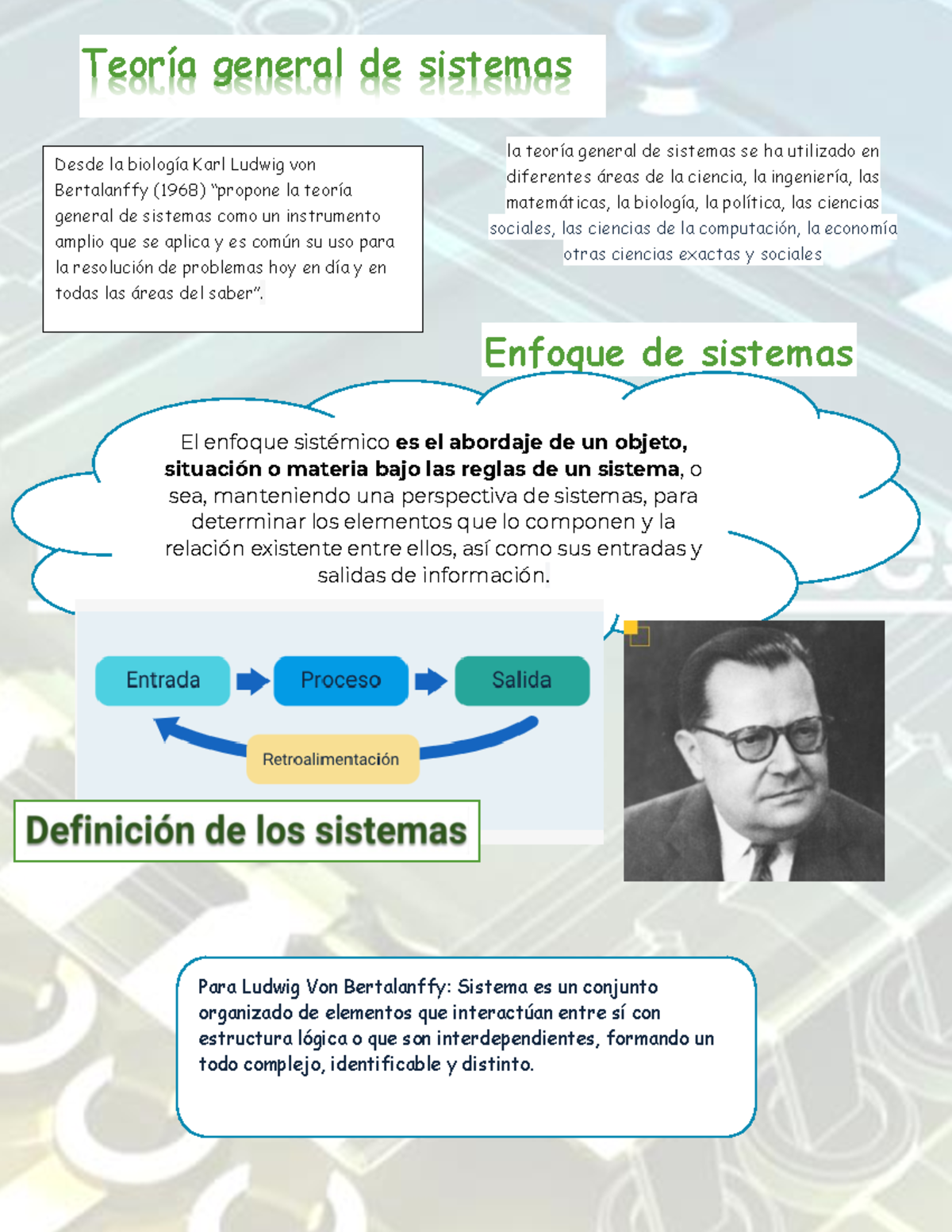 Infografia teoria general de sistemas AA1-EV01 - Desde la biología Karl Ludwig von Bertalanffy ...