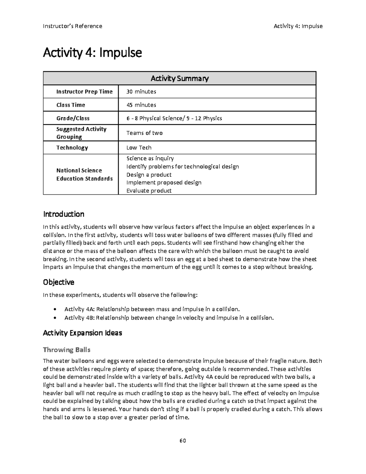 Impulse - ADADADADADAD - Instructor’s Reference Activity 4: Impulse ...