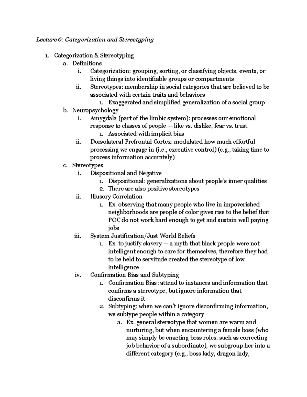 Lecture 6 Categorization and Stereotyping - Lecture 6: Categorization and Stereotyping - Studocu