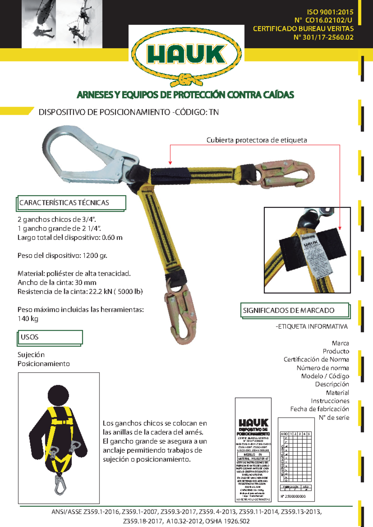 FICHA TECNICA ARNES - ARNESES Y EQUIPOS DE PROTECCIÓN CONTRA CAÍDAS ...