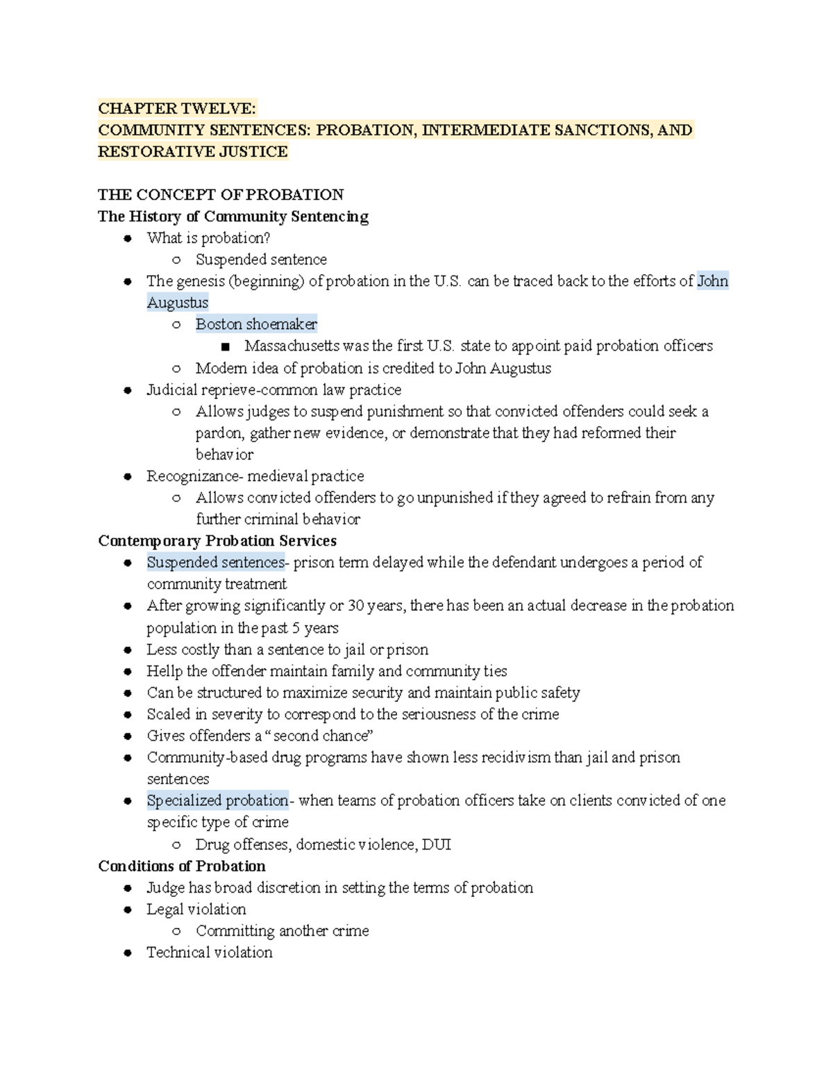 Criminal Justice Ch - CHAPTER TWELVE: COMMUNITY SENTENCES: PROBATION ...