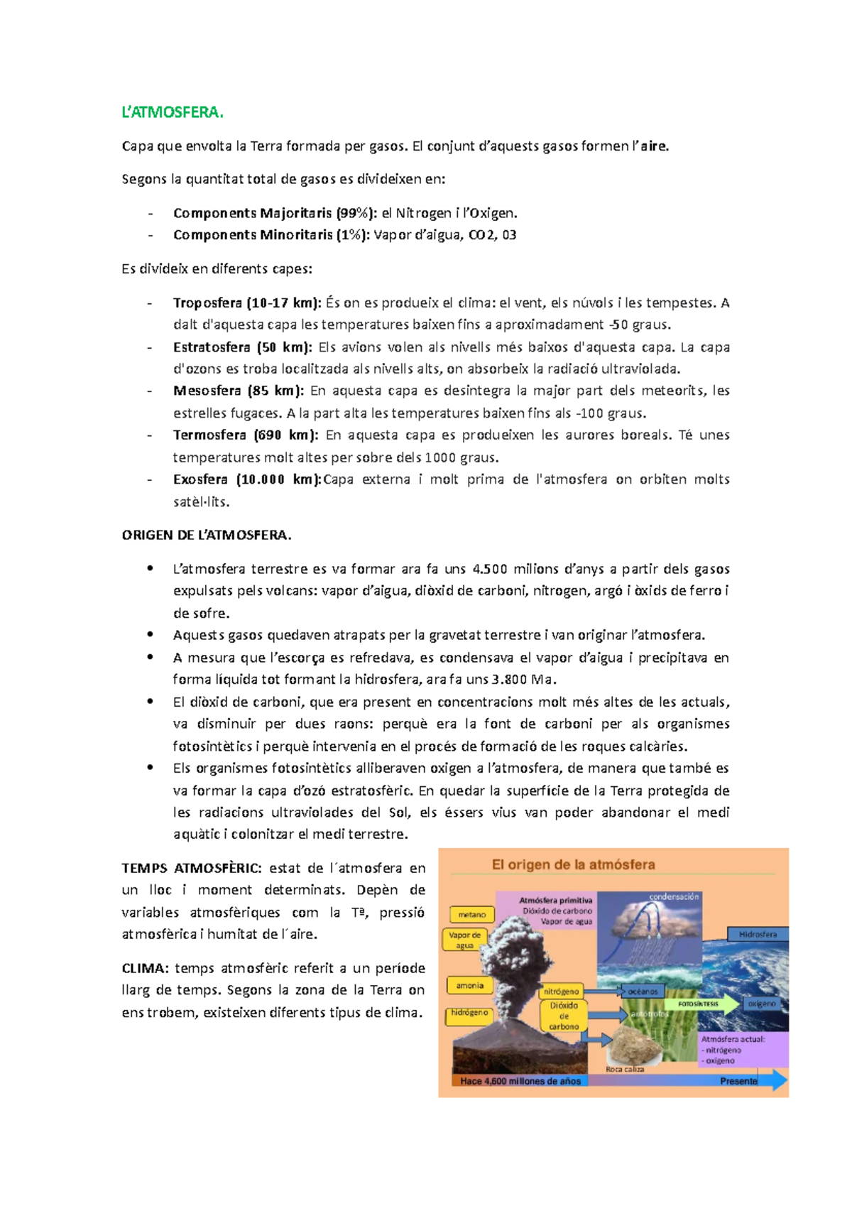 Atmosfera unidad 2 geologia - L’ATMOSFERA. Capa que envolta la Terra ...