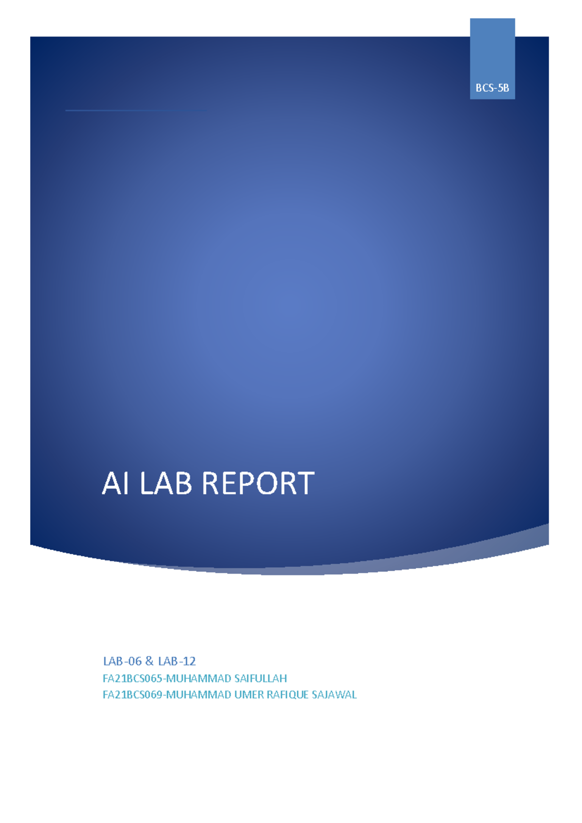 Lab Terminal Report - AI LAB REPORT BCS-5B LAB- 06 & LAB- 12 FA21BCS065 ...