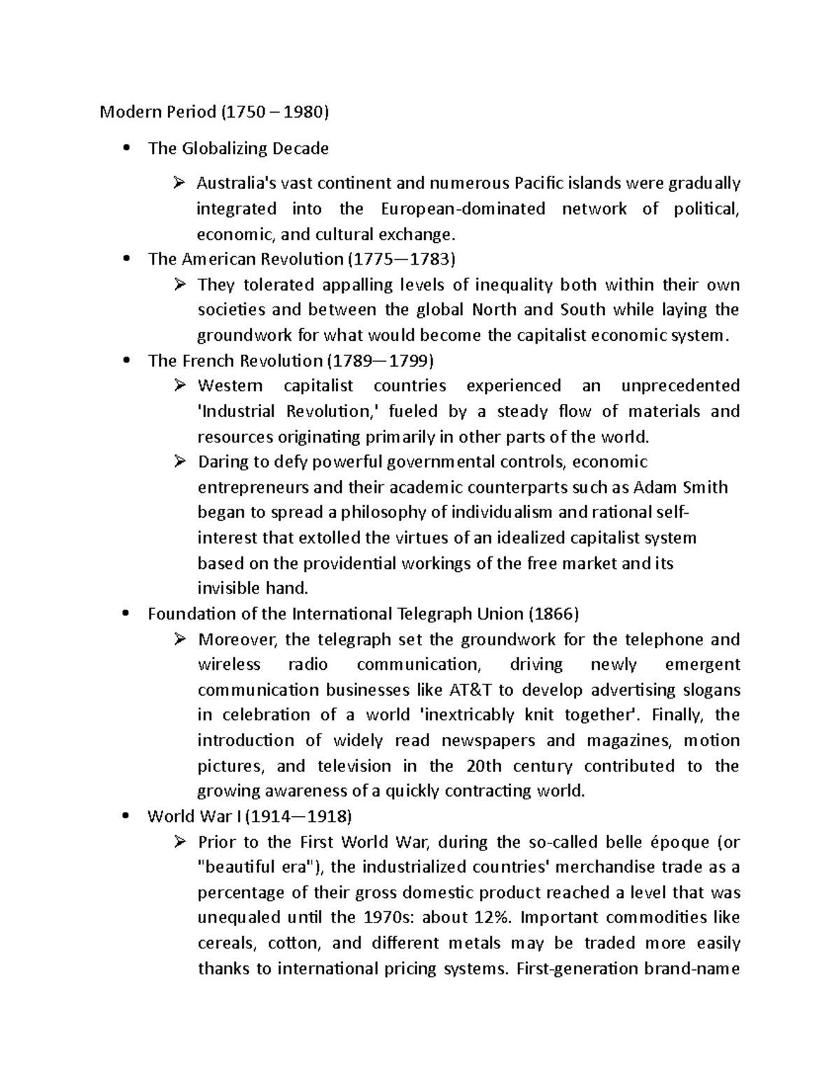 History of Globalization (Modern - Contemporary Period) - Modern Period ...