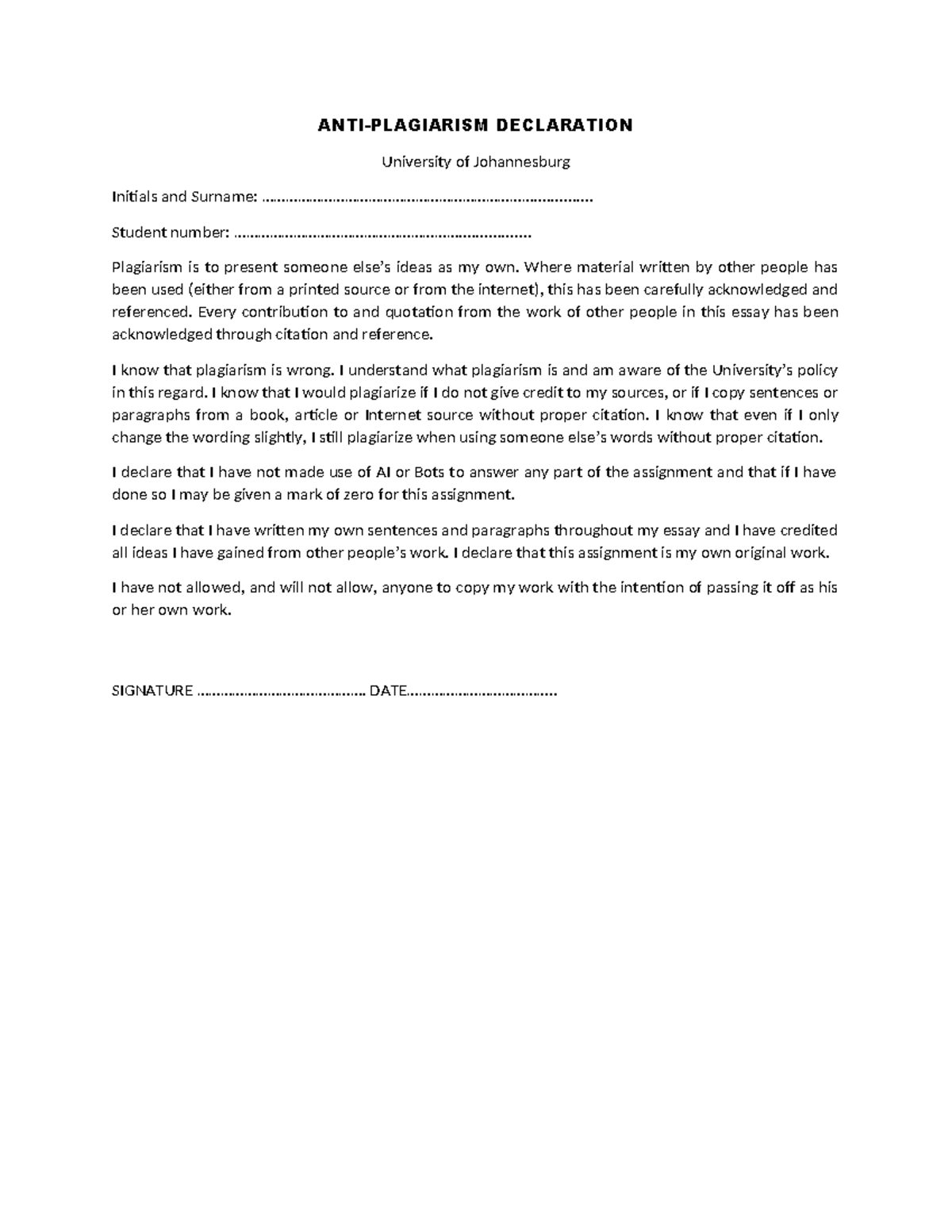 Anti-plagiarism declaration 36c6900b9d0c499836 c9618807 ed4017 - ANTI ...