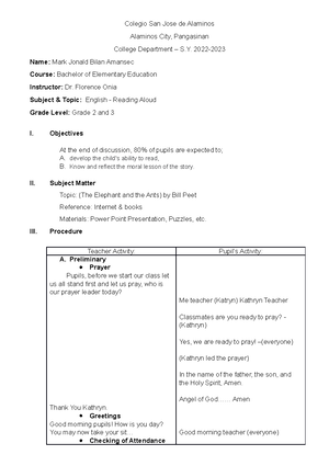 Lesson Lo1 - New curriculum - Daily Lesson Log Quarter Two (Science 4 ...