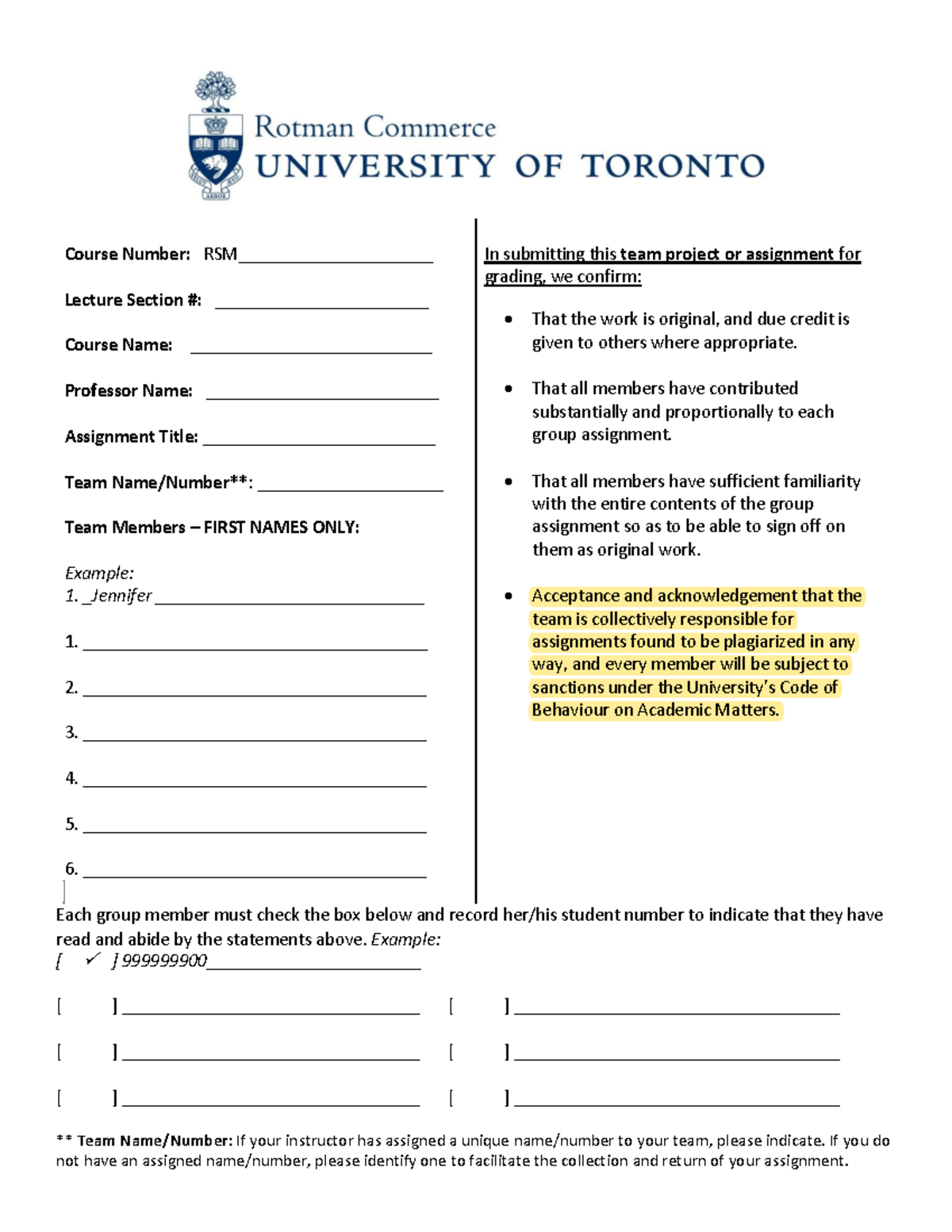 RC Teamwork Coversheet thing - Course Number: RSM ...