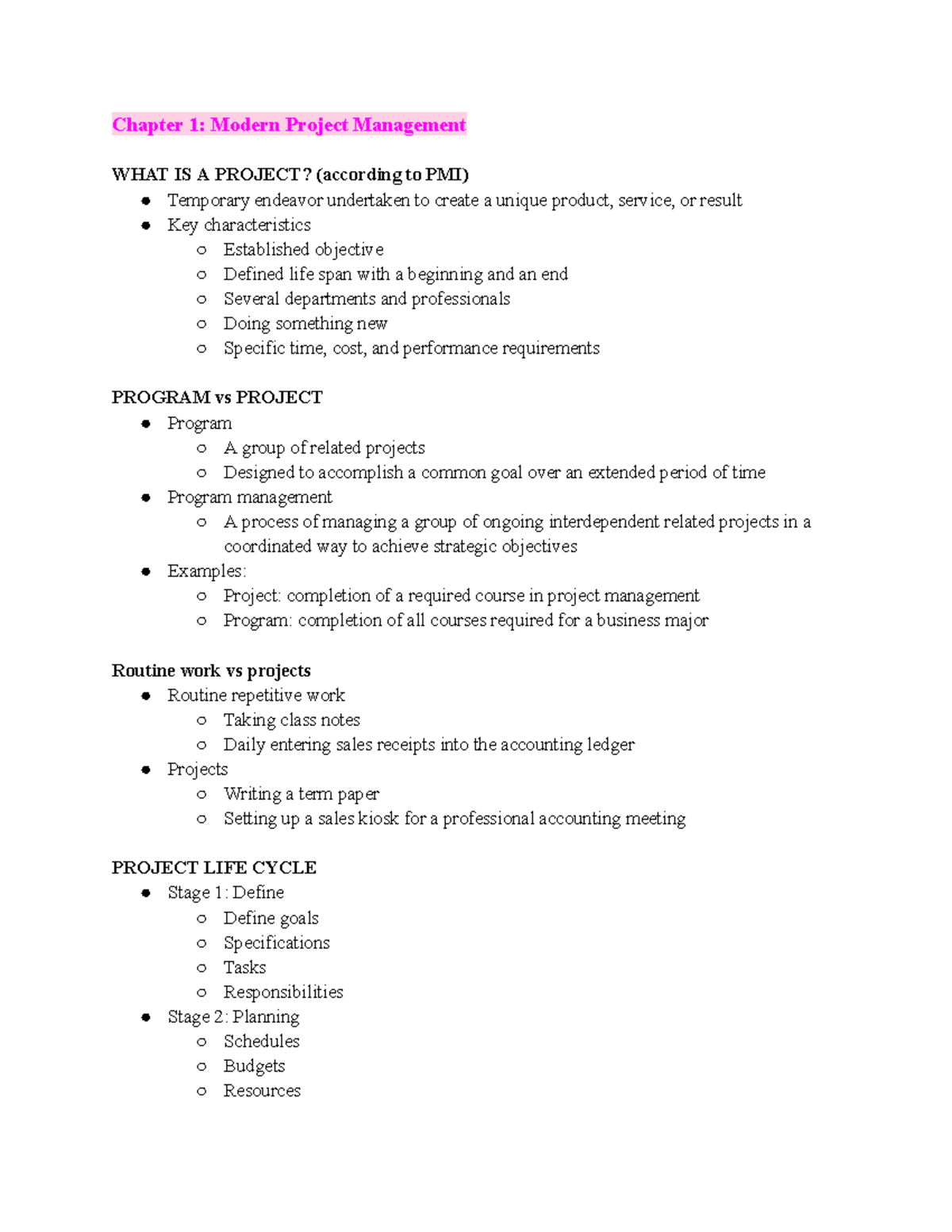 Chapter 1: Modern Project Management - Chapter 1: Modern Project ...
