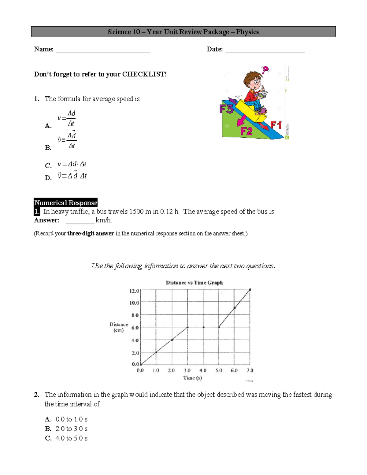 Physics Unit Review 2016 - Science 10 – Year Unit Review Package ...