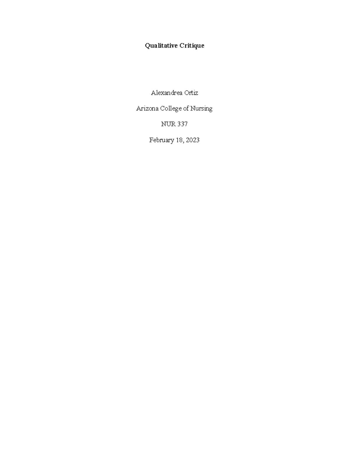 Qualitative Critique - Uploaded for guidance - Qualitative Critique ...