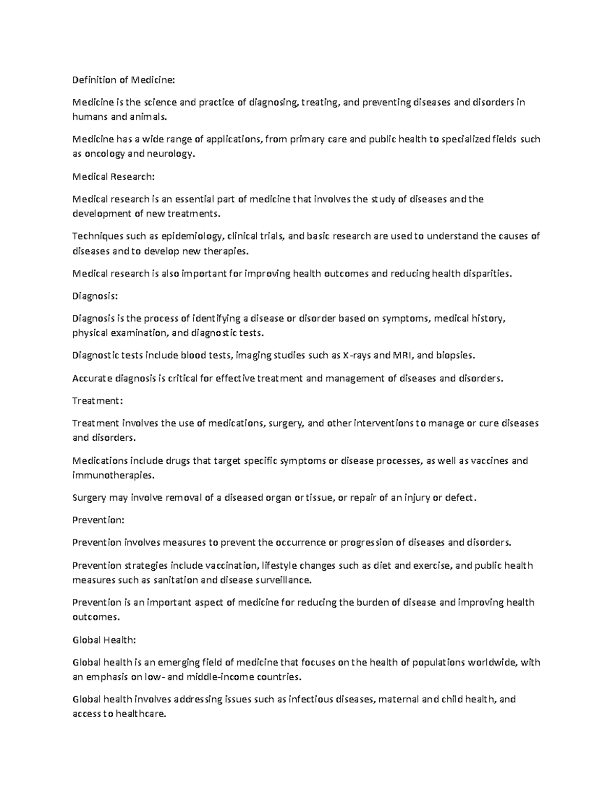 Biochem - Definition of Medicine: Medicine is the science and practice ...