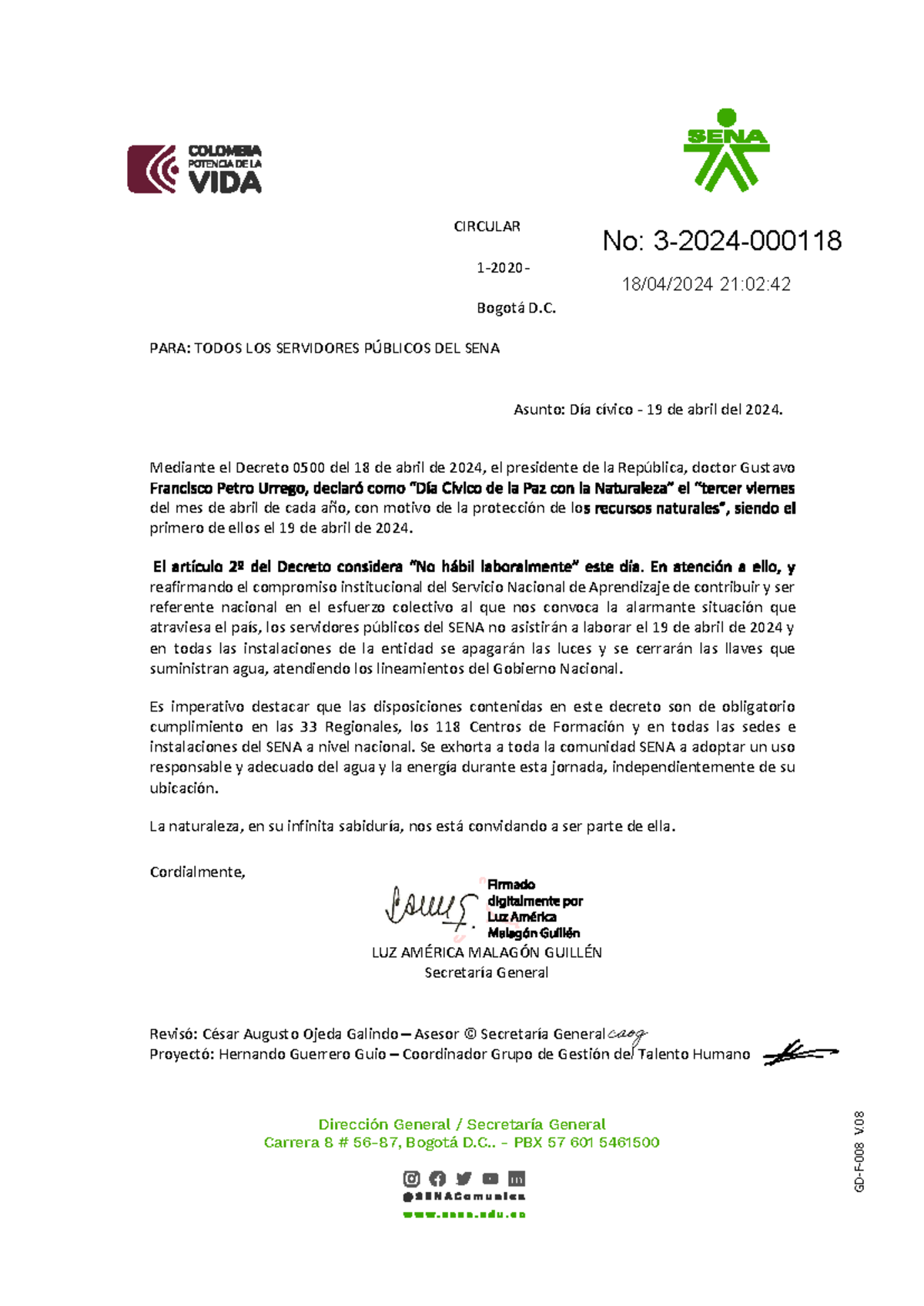 Circular DIA Civico - Dndkd - Dirección General / Secretaría General ...