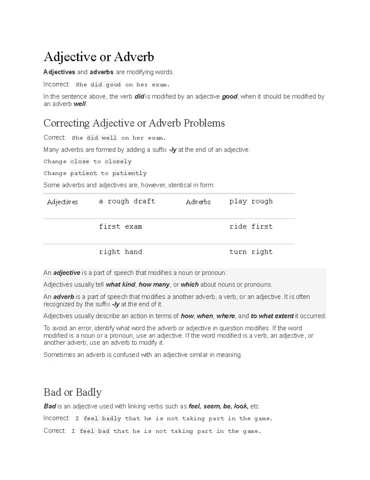 Adjective Or Adverb Lecture Notes 1 3 7 10 Adjective Or Adverb