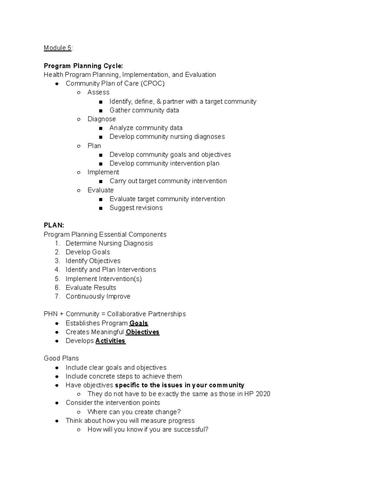 Public Health Quiz 3 Study Guide - Module 5: Program Planning Cycle ...