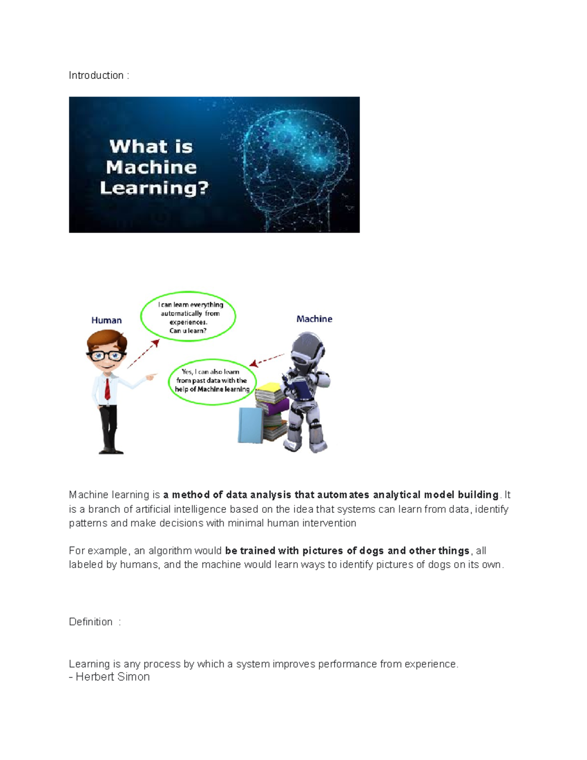 Introduction to Machin leanring and types notes - Introduction ...
