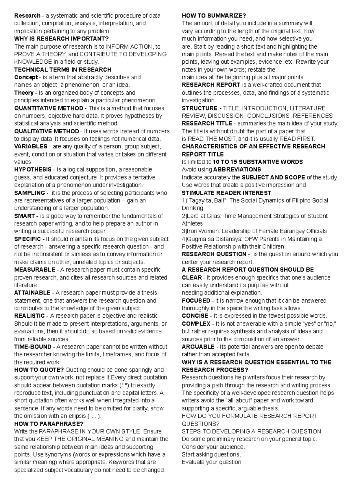 Grade 10 English Reviewer - Research - Research - a systematic and ...