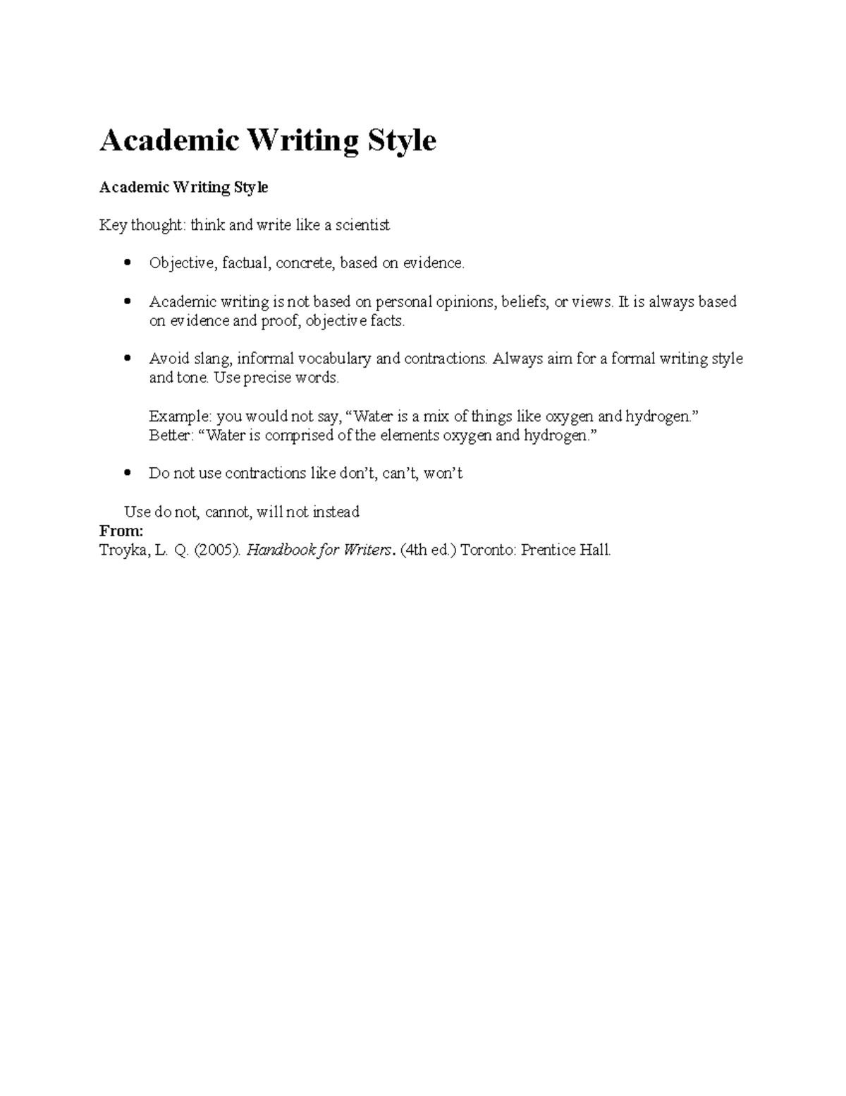 Academic Writing Style - ENGL 1090 - Memorial University - Studocu