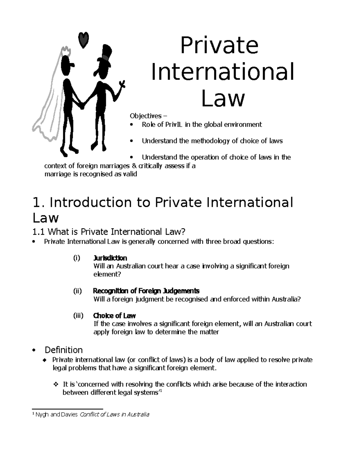 Private IL - Private International Law Objectives – Role of PrivIL in ...