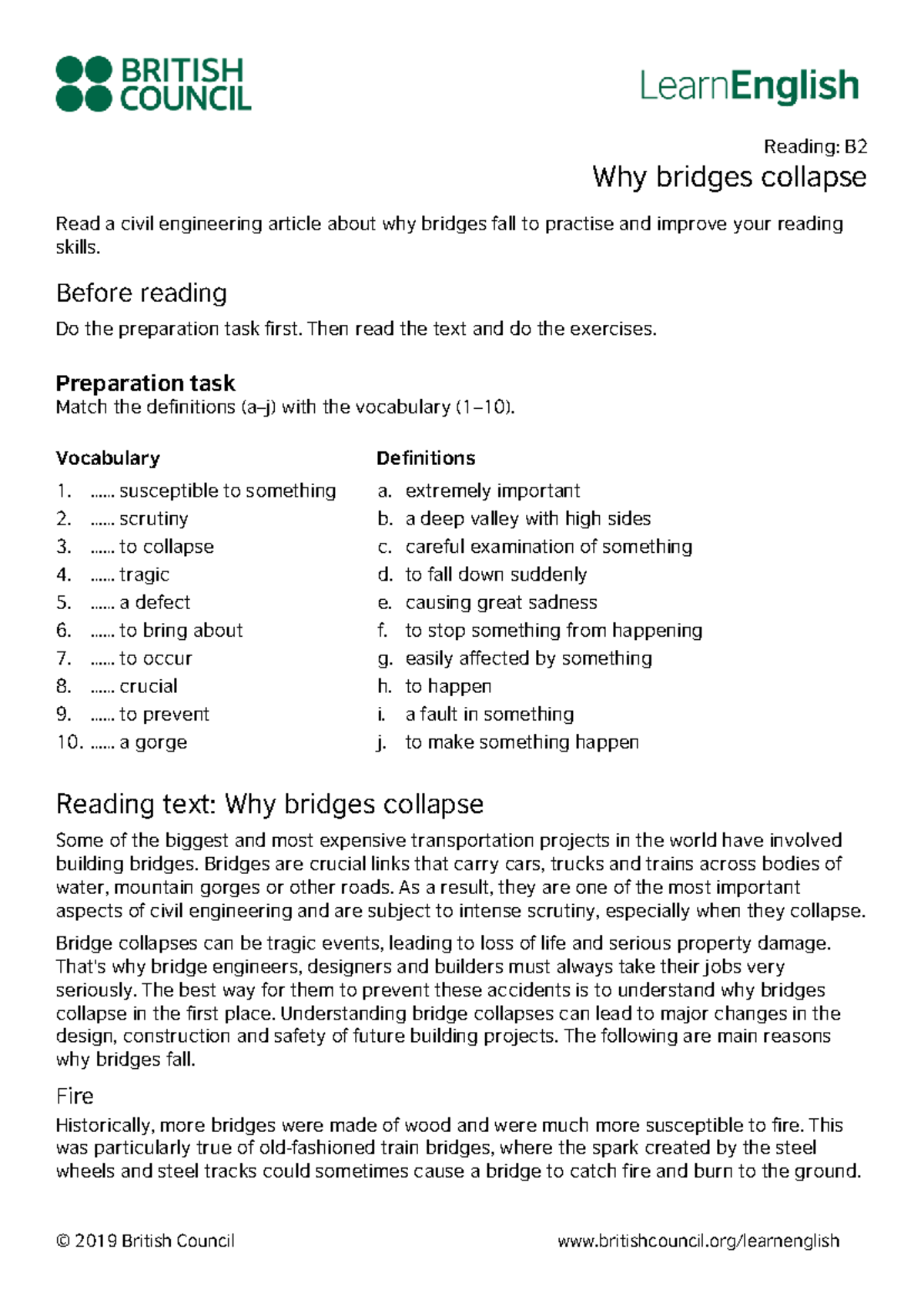 Learn English Reading B2 Why bridges collapse - Reading: B Why bridges ...