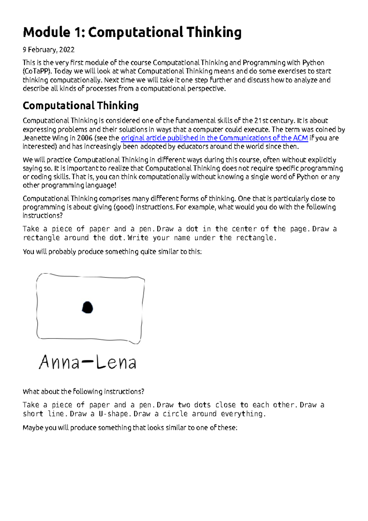 01 Computational Thinking and activity diagrams - Module 1 ...