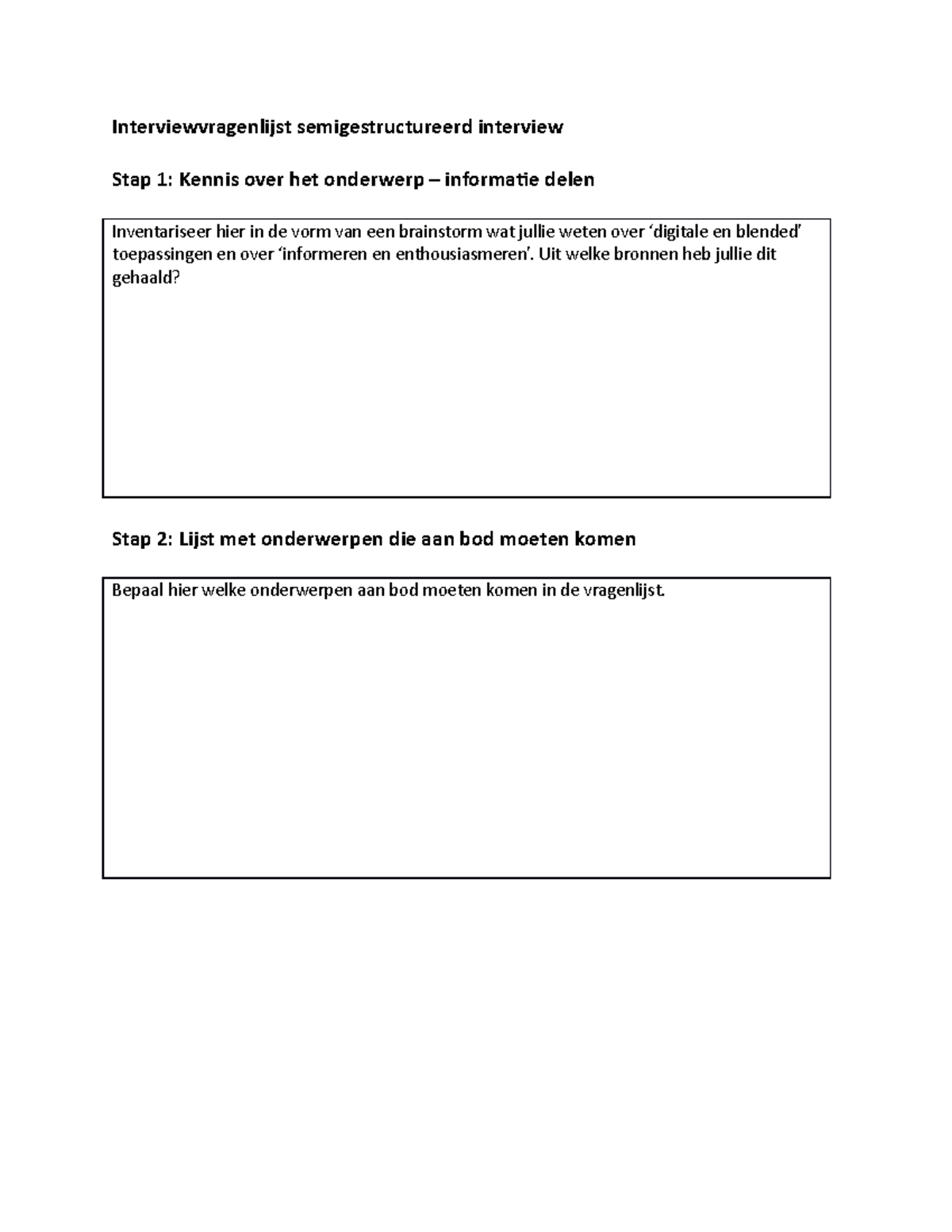 Interviewvragenlijst Template AC 2 - Interviewvragenlijst ...