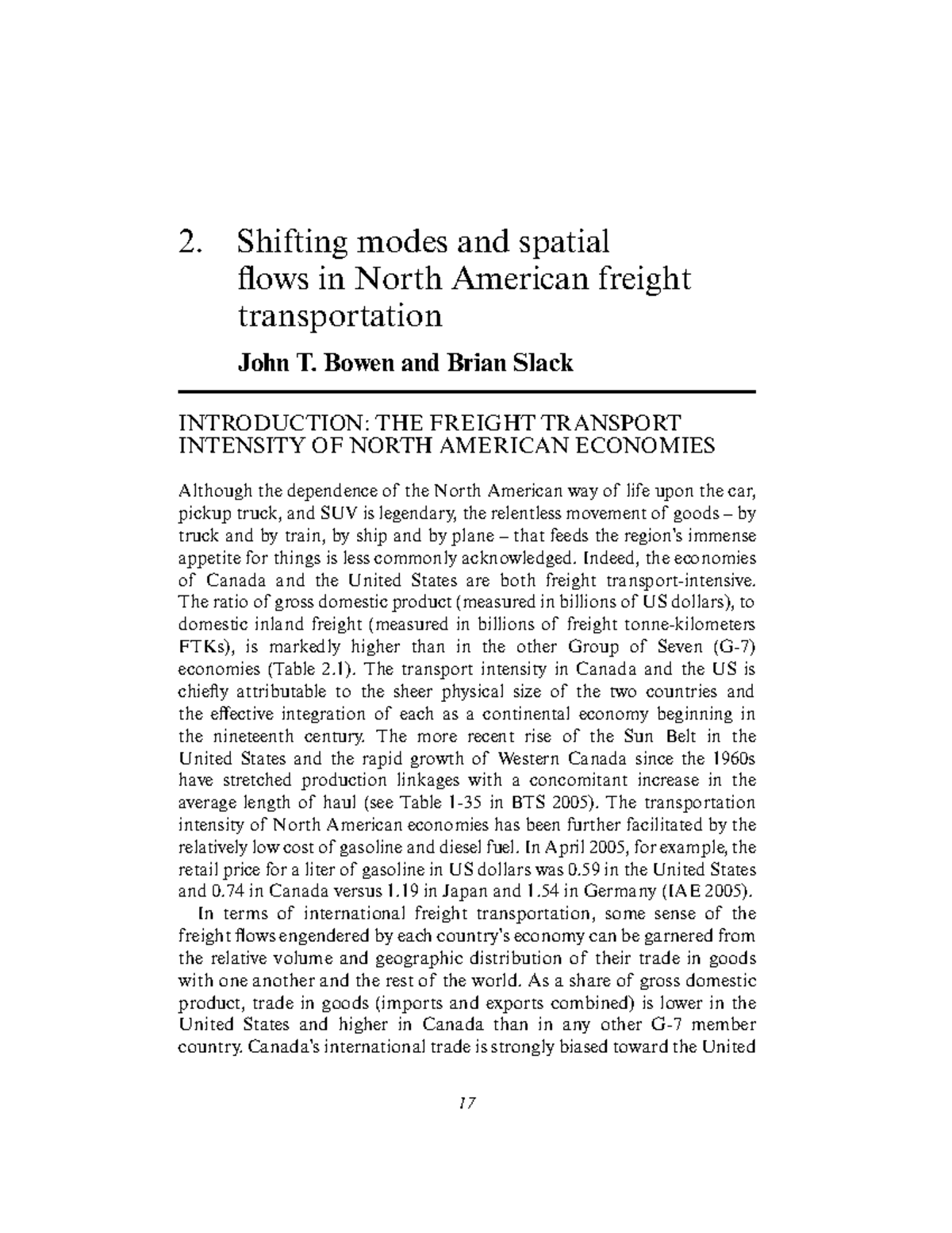 North American multimodal transport - 2. Shifting modes and spatial ...