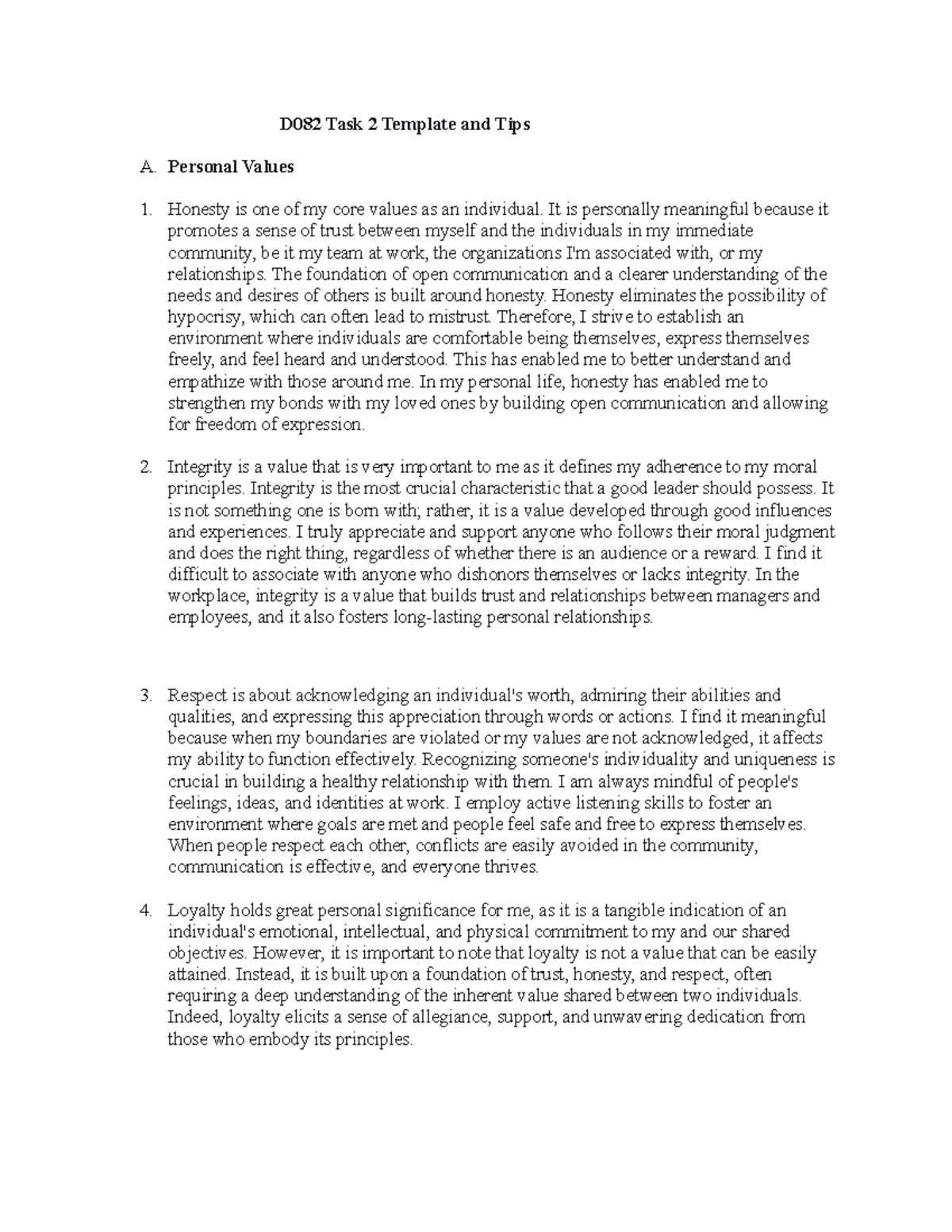 D082 Task 2 - Emotional and Cultural Intelligence - D082 Task 2 ...