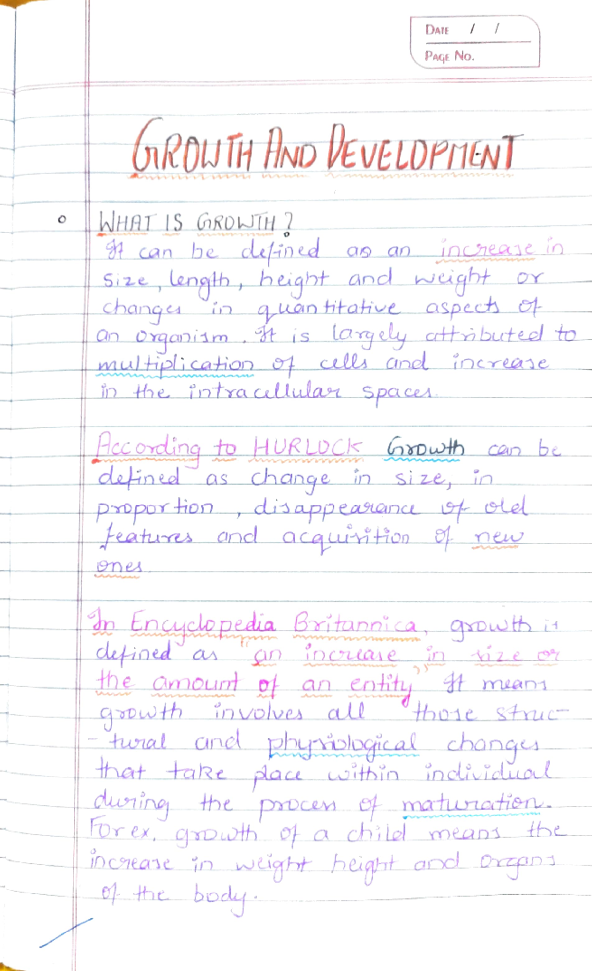 1003 assignment Human growth and development - DATE PAGE No. OnROUTH Ph ...