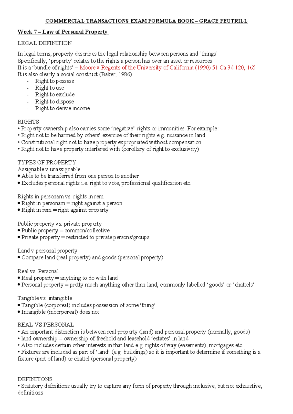 Exam outline ct - Exam notes for commercial transactions - COMMERCIAL ...
