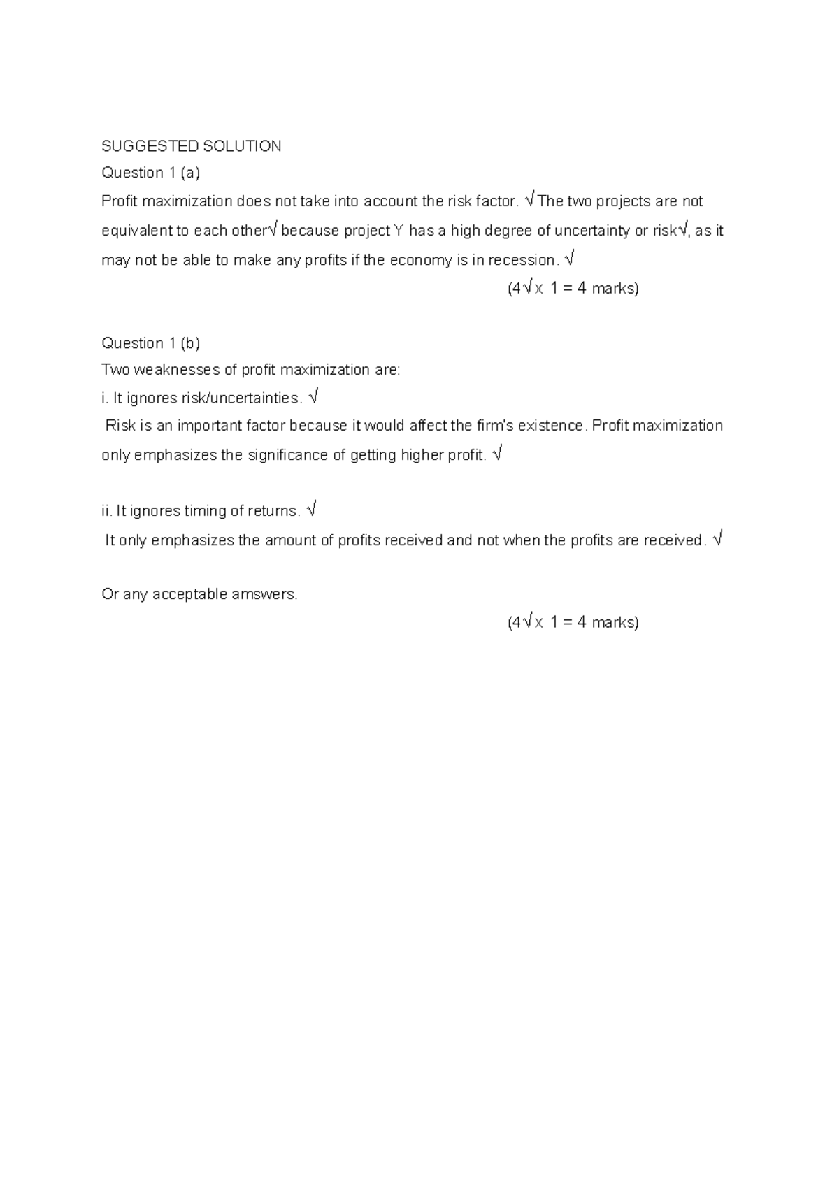 Test 1 Solution MAF503 NOV 17 - SUGGESTED SOLUTION Question 1 (a ...