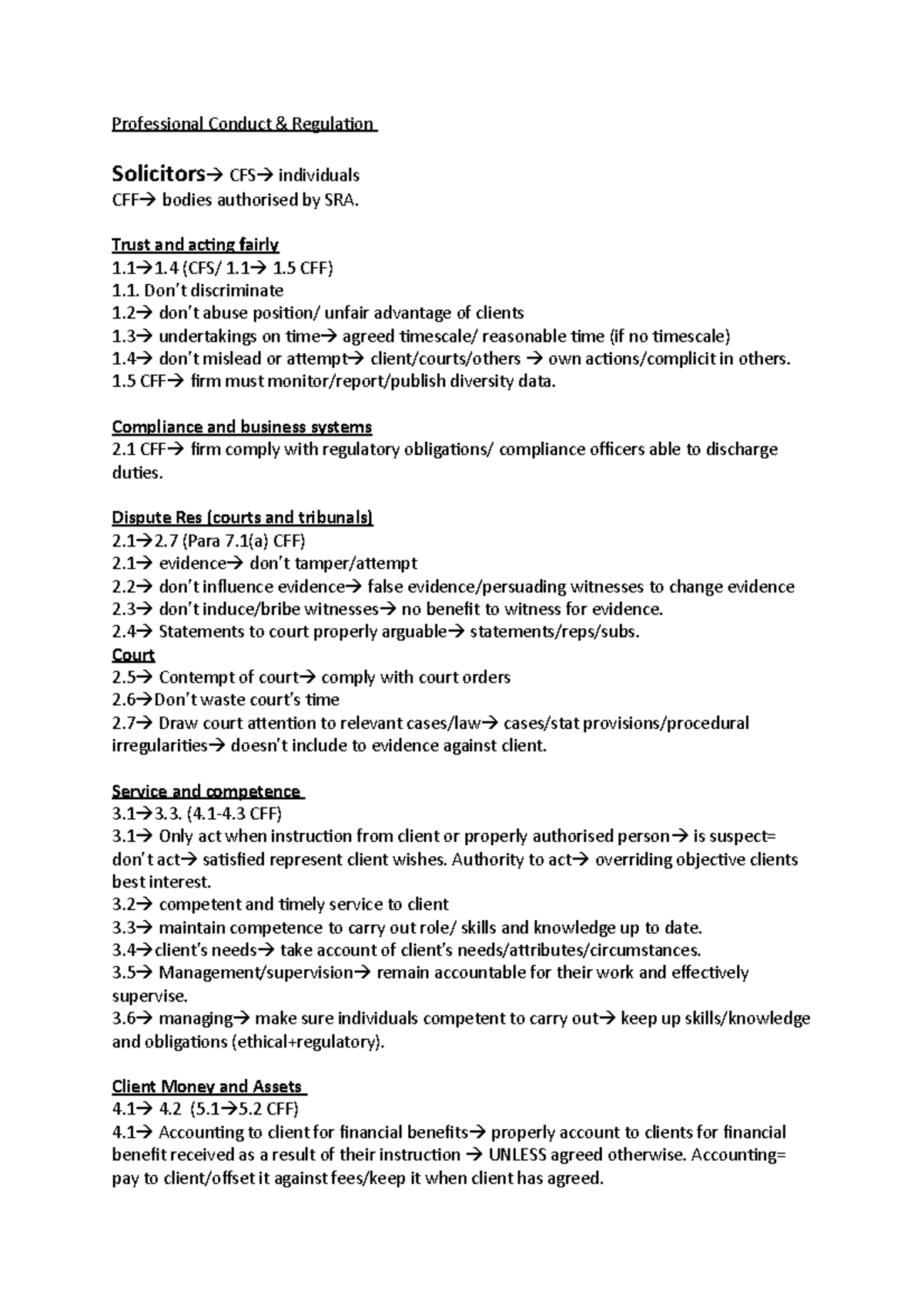 Professional Conduct and Regulation Notes - Professional Conduct ...