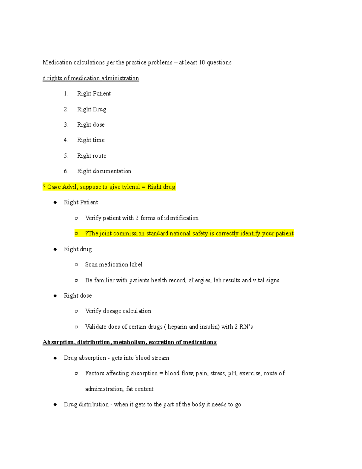 exam 1 study guide, review sheet for nursing school, pharm study review ...