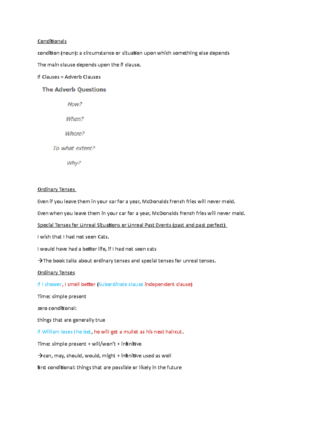 Conditionals grammar 1 course - Conditionals condition (noun): a ...