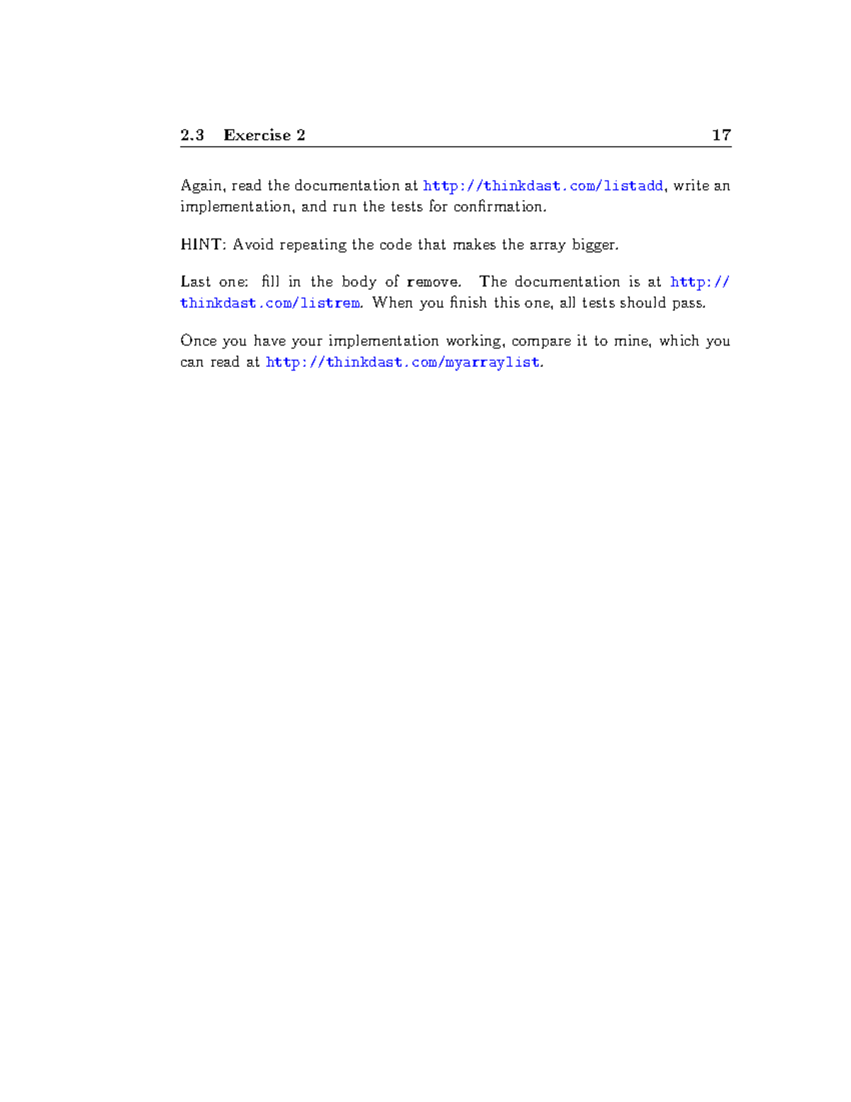 Dsa-2 - good - 2 Exercise 2 17 Again, read the documentation at thinkdast/listadd, write an ...
