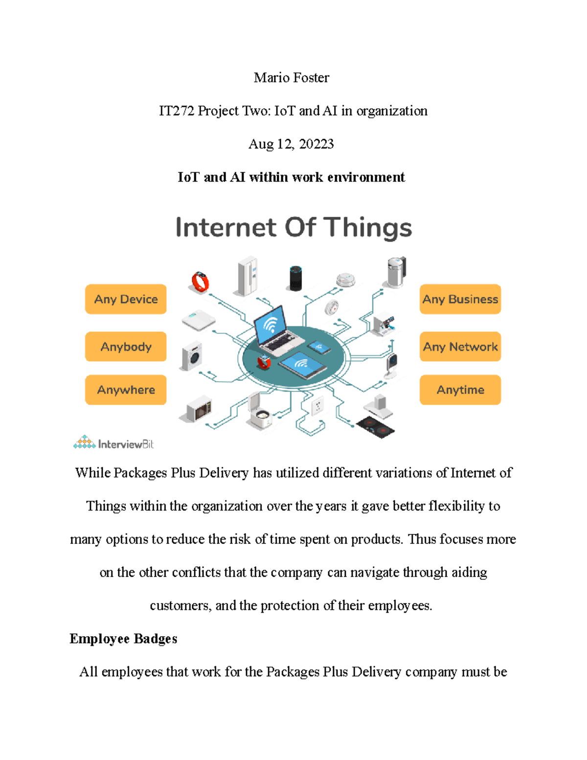 Mario Foster IT272 Project Two - Mario Foster IT272 Project Two: IoT ...