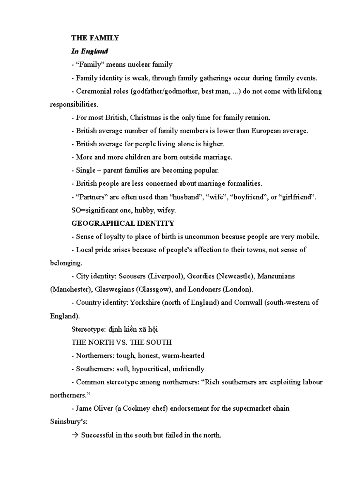 British culture - THE FAMILY In England “Family” means nuclear family ...