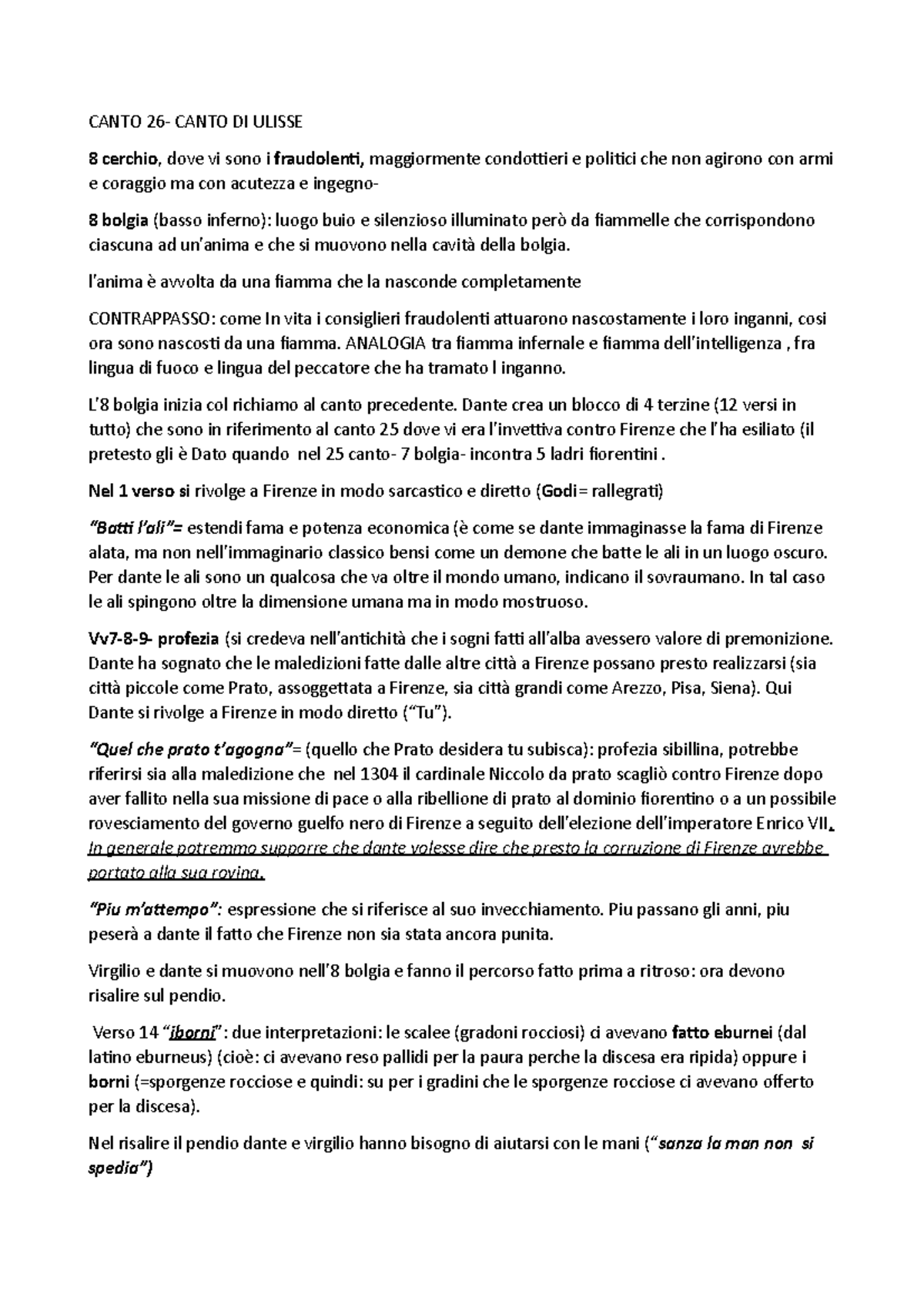 Canto 26 inferno, Dante - CANTO 26- CANTO DI ULISSE 8 cerchio, dove vi ...