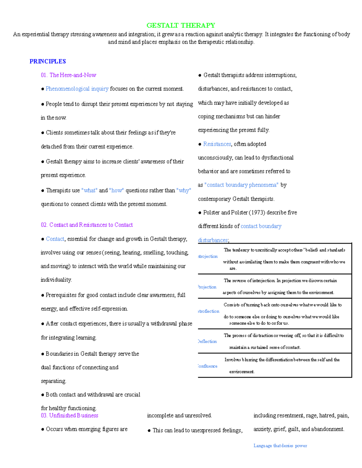 Gestalt-Therapy-Handouts - GESTALT THERAPY An experiential therapy ...