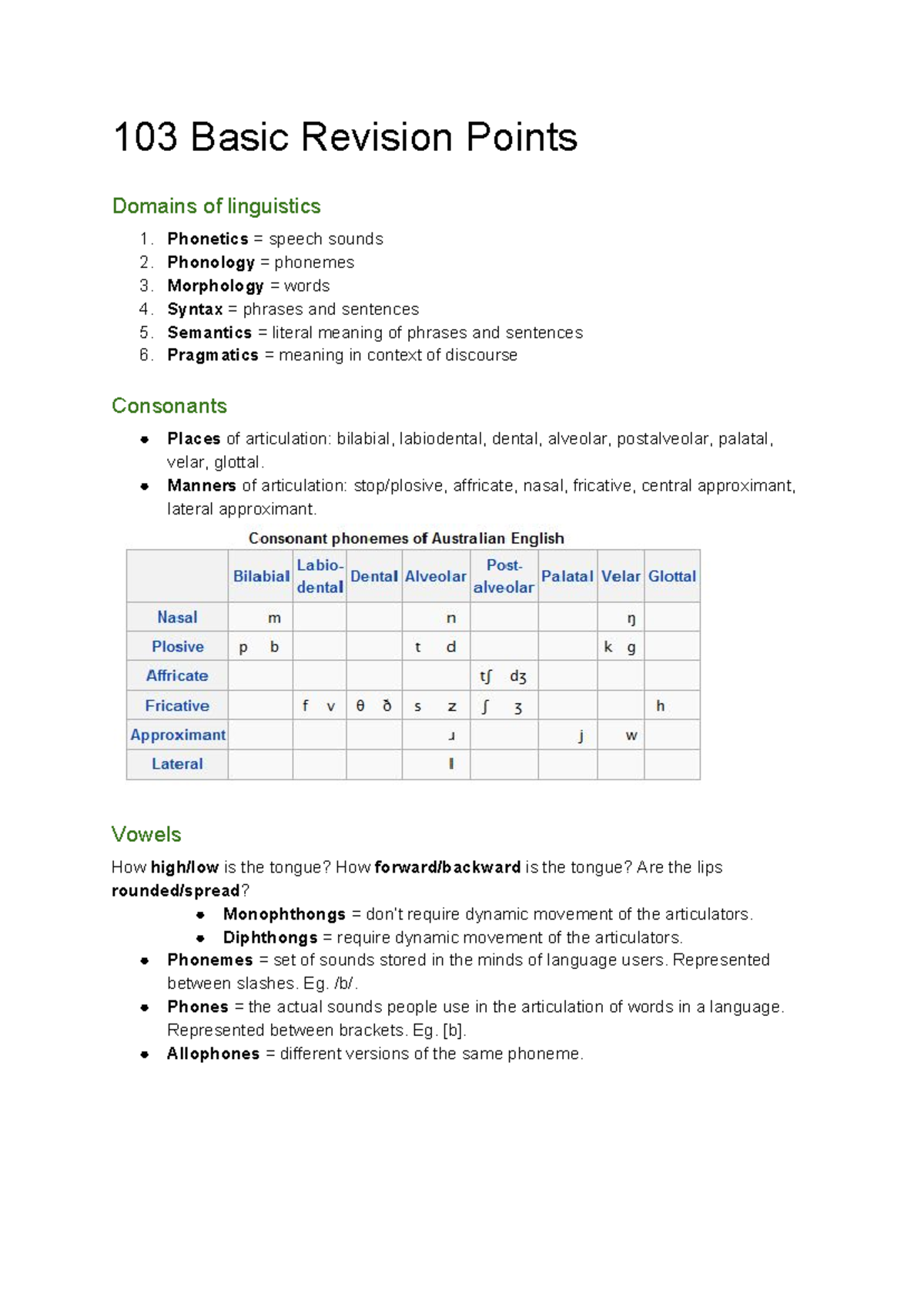 103 Basic Revision Points - 103 Basic Revision Points Domains of ...