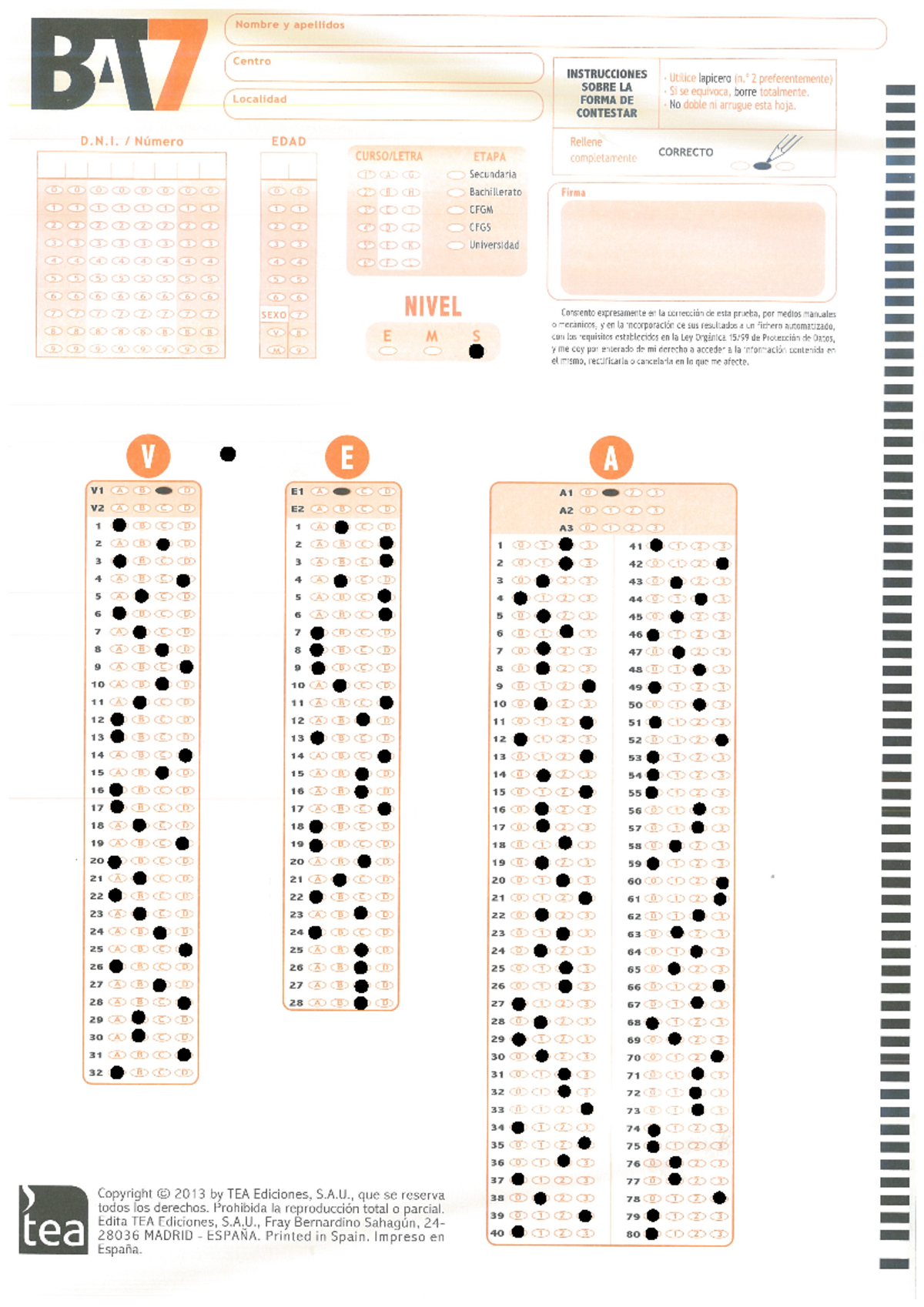 Corrector BAT 7 Nivel S - Matemáticas II - Studocu