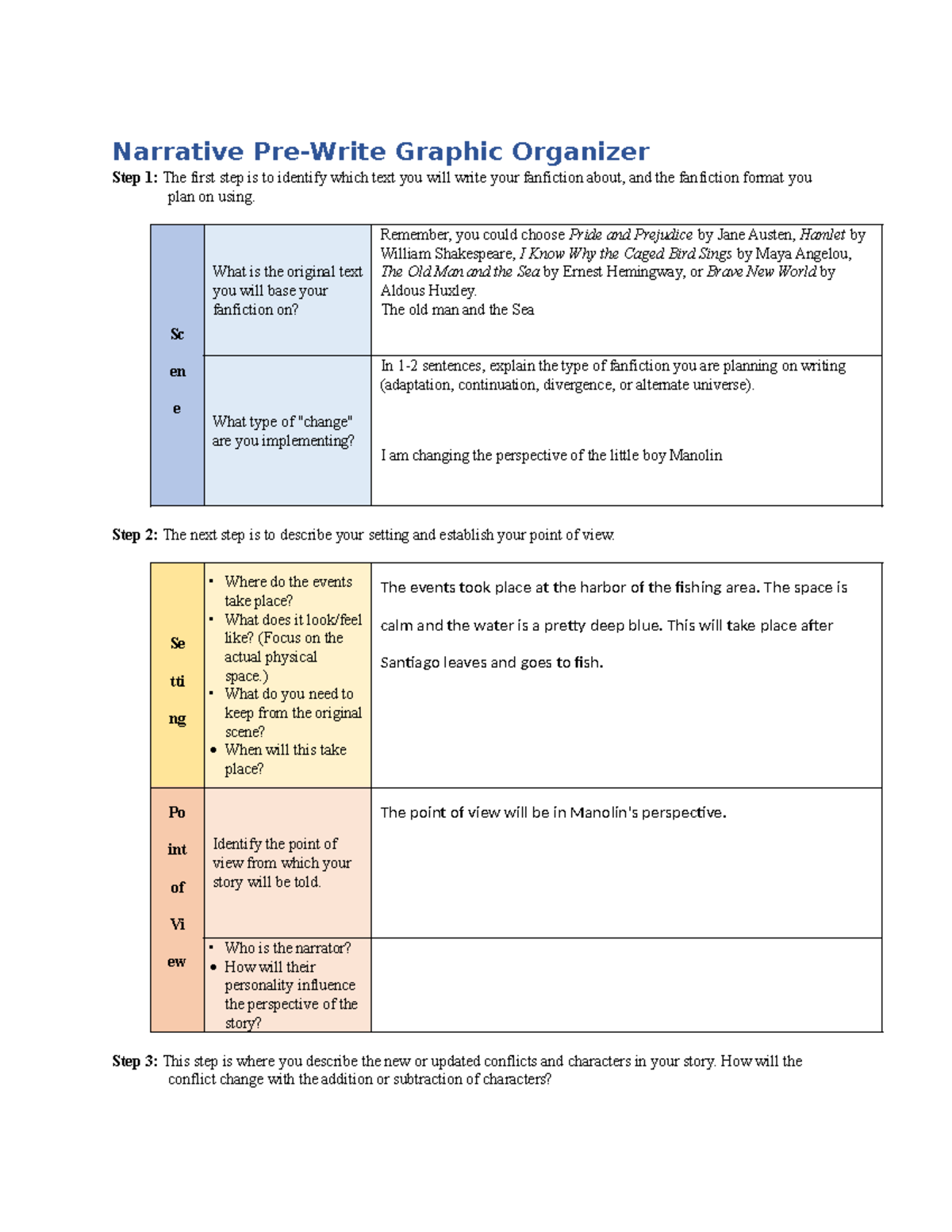 Plotting narrative graphic organizer - Narrative Pre-Write Graphic ...