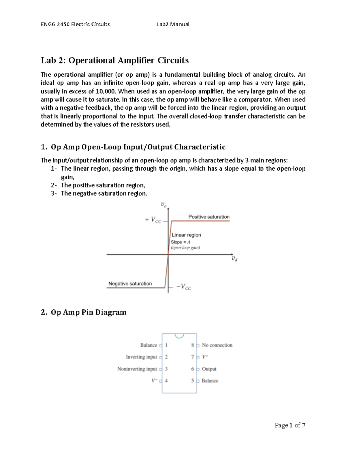 ENGG2450 Lab2 W24 - the lab 2 for this course - Lab 2 : Operational Amplifier Circuits The - Studocu
