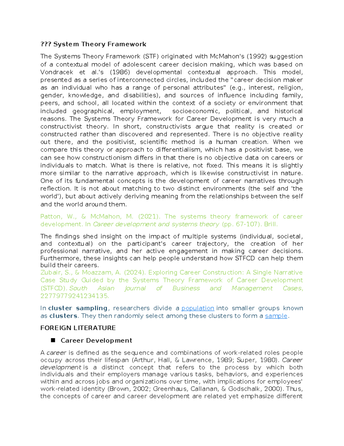 Foreign Literature - Researches online - ??? System Theory Framework ...