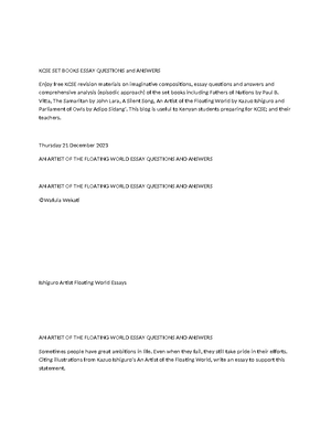 A silent song essay questions - KCSE SET BOOKS ESSAY QUESTIONS and ...