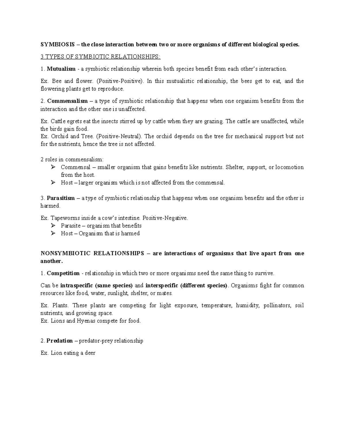 Ecological Relationships - SYMBIOSIS – the close interaction between ...