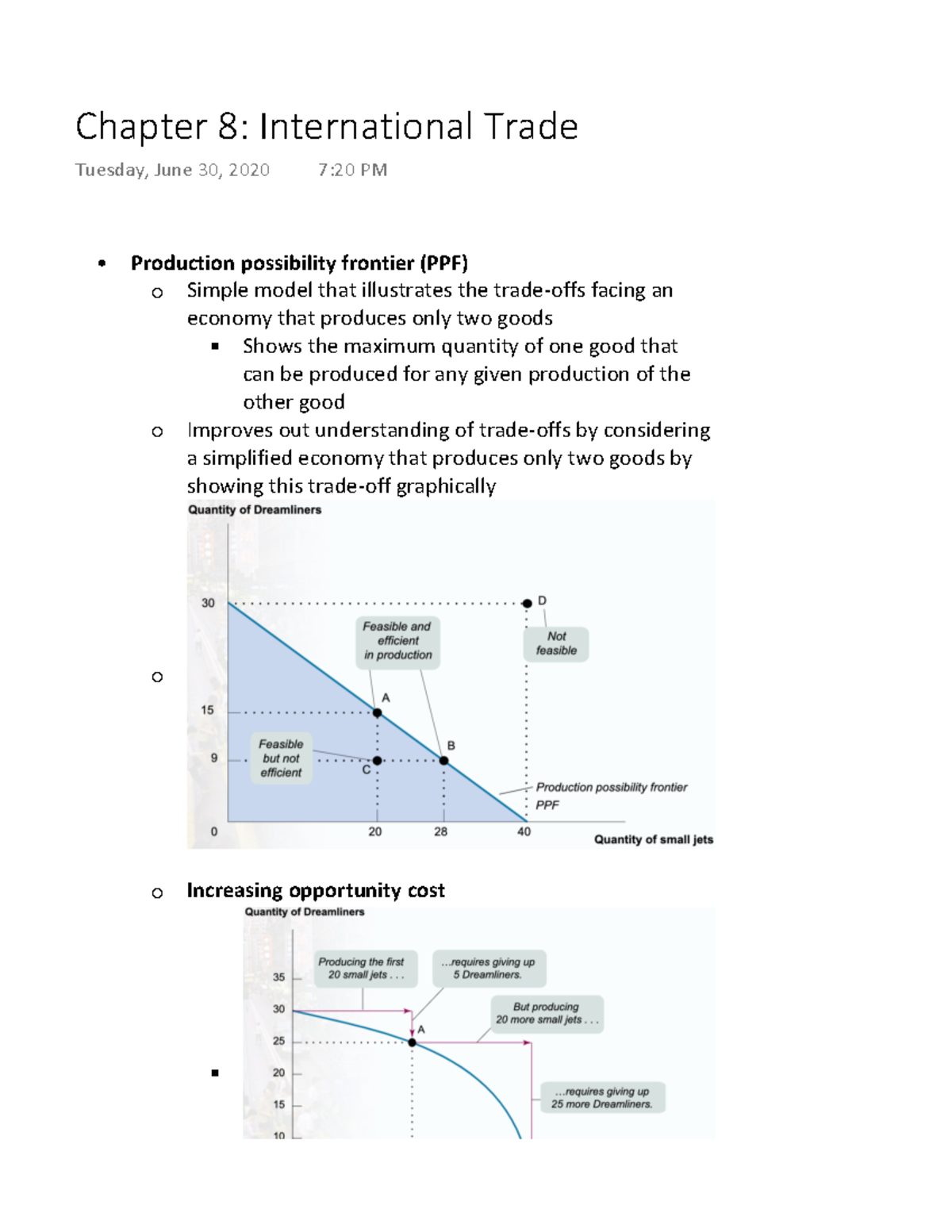 Chapter 8 International Trade - Production possibility frontier (PPF ...