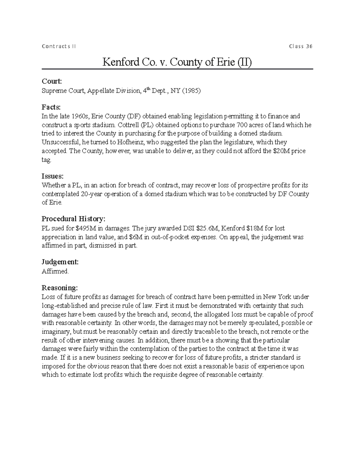 Kenford Co. v. County of Erie (II) - Contracts II Class 36 Kenford Co ...
